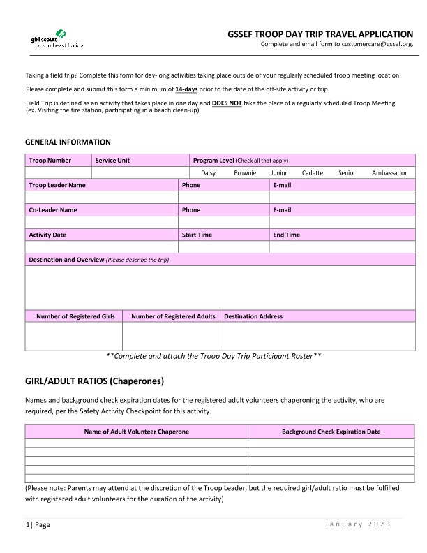 Forms and Documents | Girl Scouts of Southeast Florida