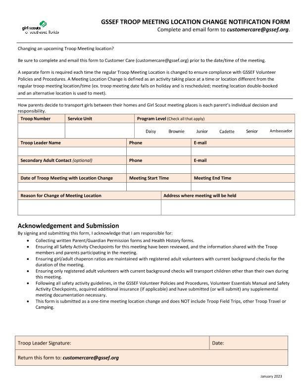 Forms and Documents | Girl Scouts of Southeast Florida