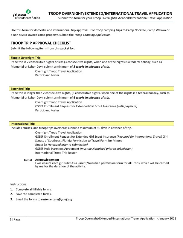 Forms and Documents | Girl Scouts of Southeast Florida