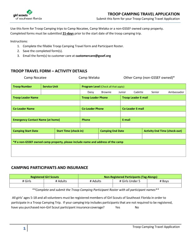 Forms and Documents | Girl Scouts of Southeast Florida