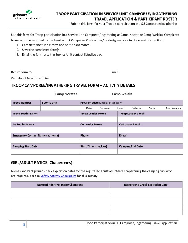Forms and Documents | Girl Scouts of Southeast Florida